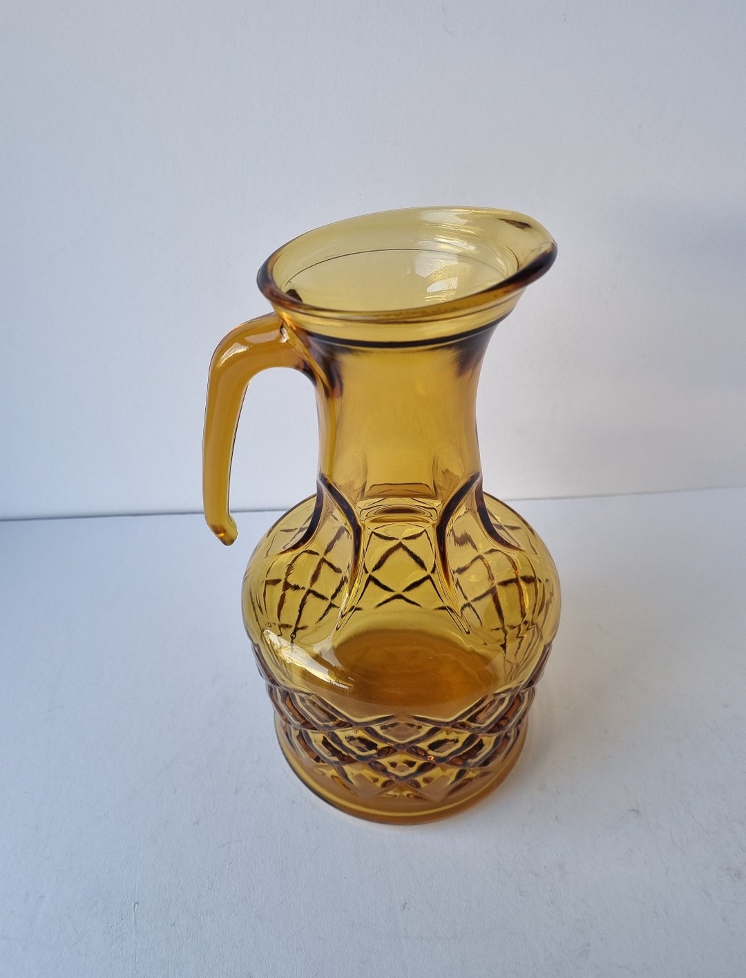Vintage Italian Glass Jug - Enesco Amber Glass Jug - Mid Century Retro ...