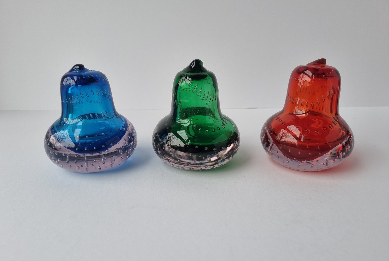 Vintage Glass Pear Paperweights - Controlled Bubble Glass Paperweights ...