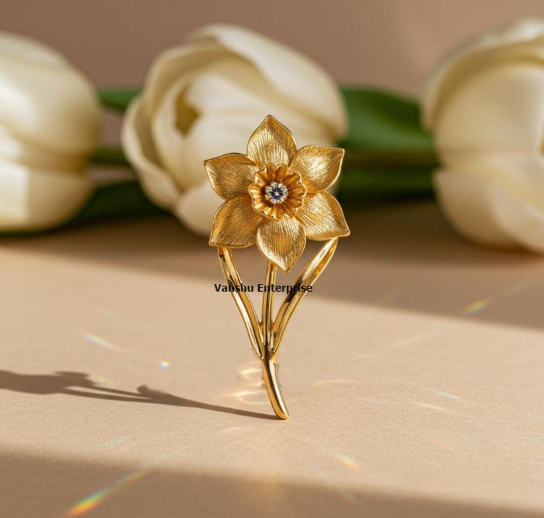 Art Deco Brooch Pin, Circa 1920 Vintage Floral Solitaire Brooch ...