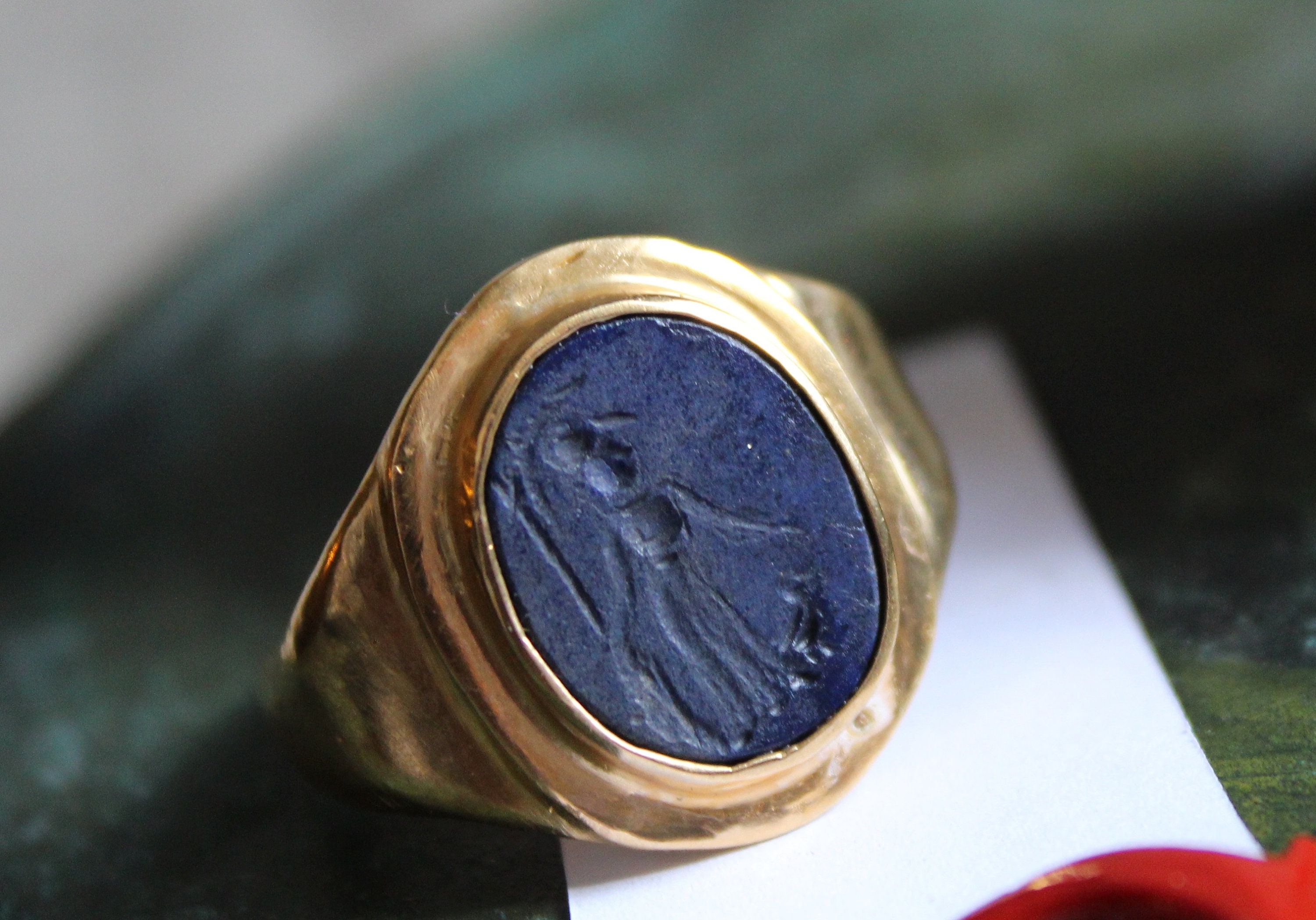 Lapis Lazuli Roman Gem Signet Ring, Signet Roman Ring - Etsy Canada