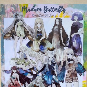 Madam Butterfly Die-cut Stickers Decal DIY Scrapbook Bullet Journal ...