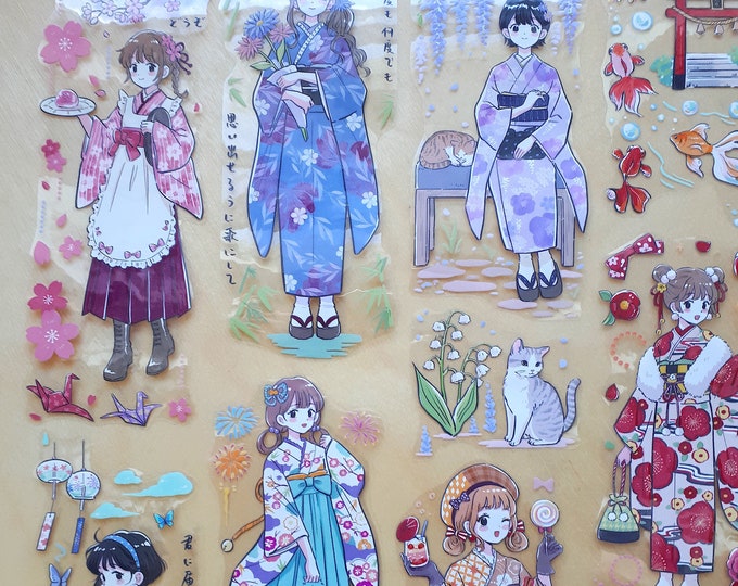 Kimono Matsuri Diecut Stickers Yukata Furisode Japanese Festival ...