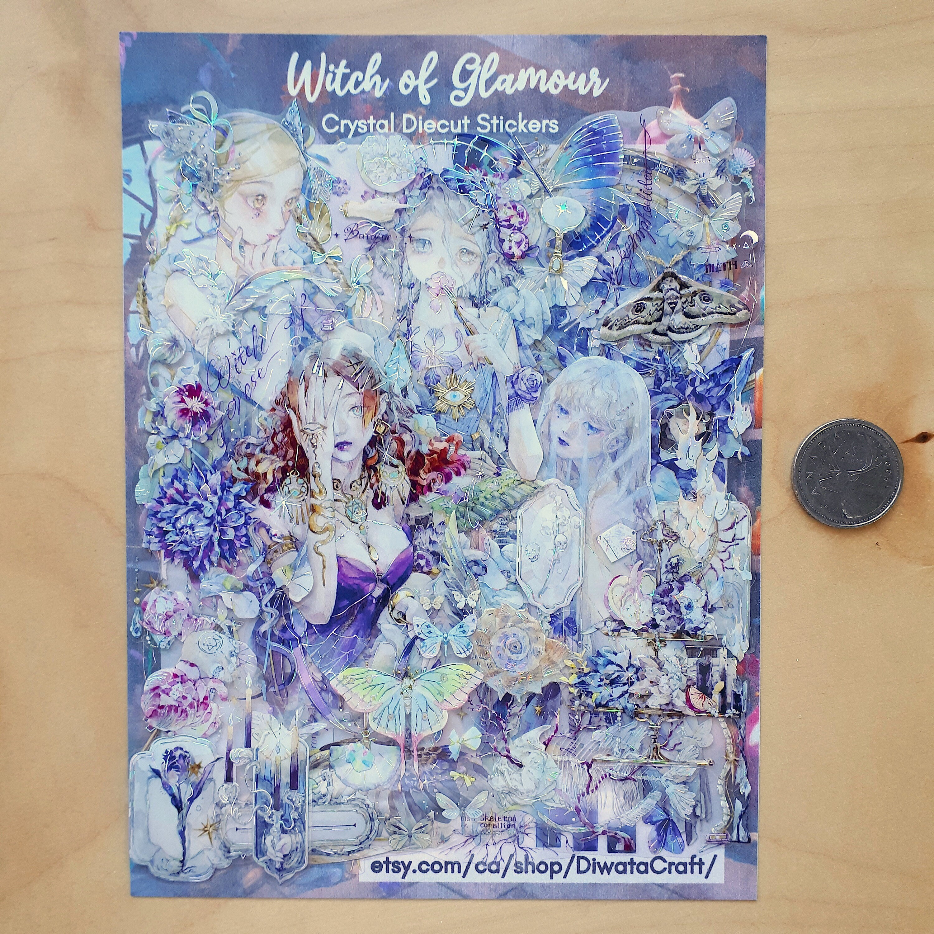 Witch of Glamour Crystal Diecut Stickers - Flowers Bones Butterflies ...