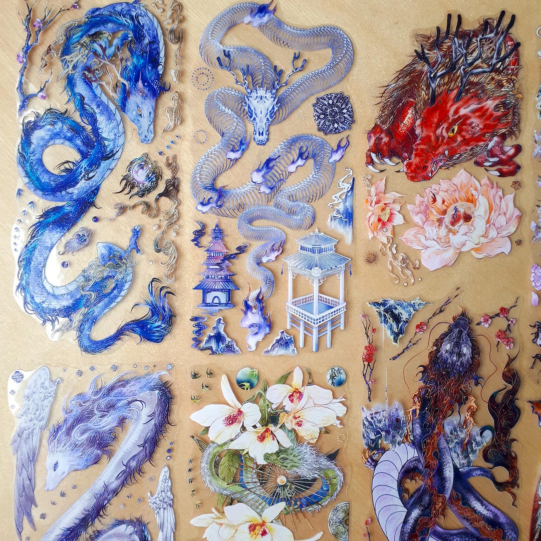 Domain of Dragons Clear Diecut Stickers - Junk Journal Scrapbook ...