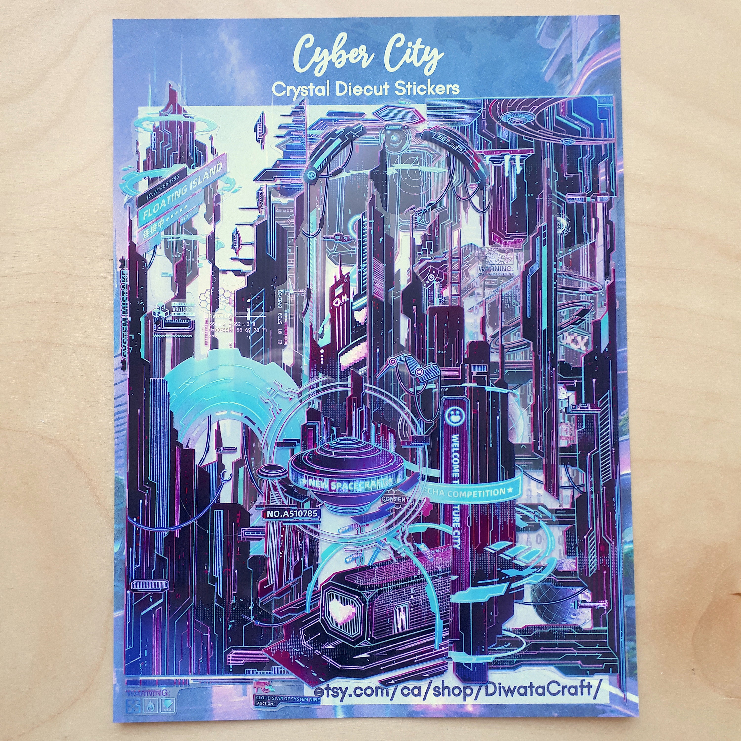 Cyber City Crystal Diecut Stickers - Journal Scrapbook - Urban Future ...