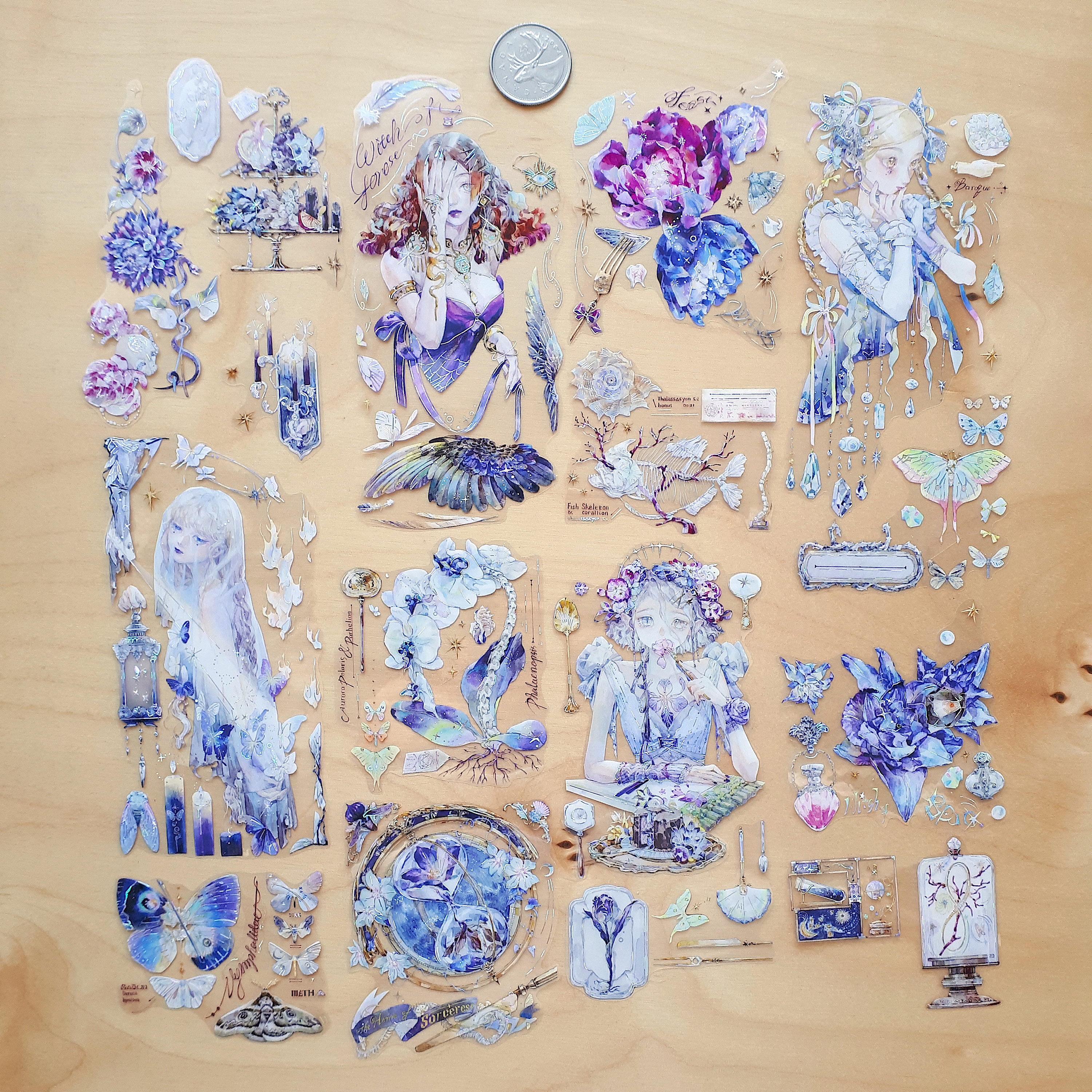 Witch of Glamour Crystal Diecut Stickers - Flowers Bones Butterflies ...
