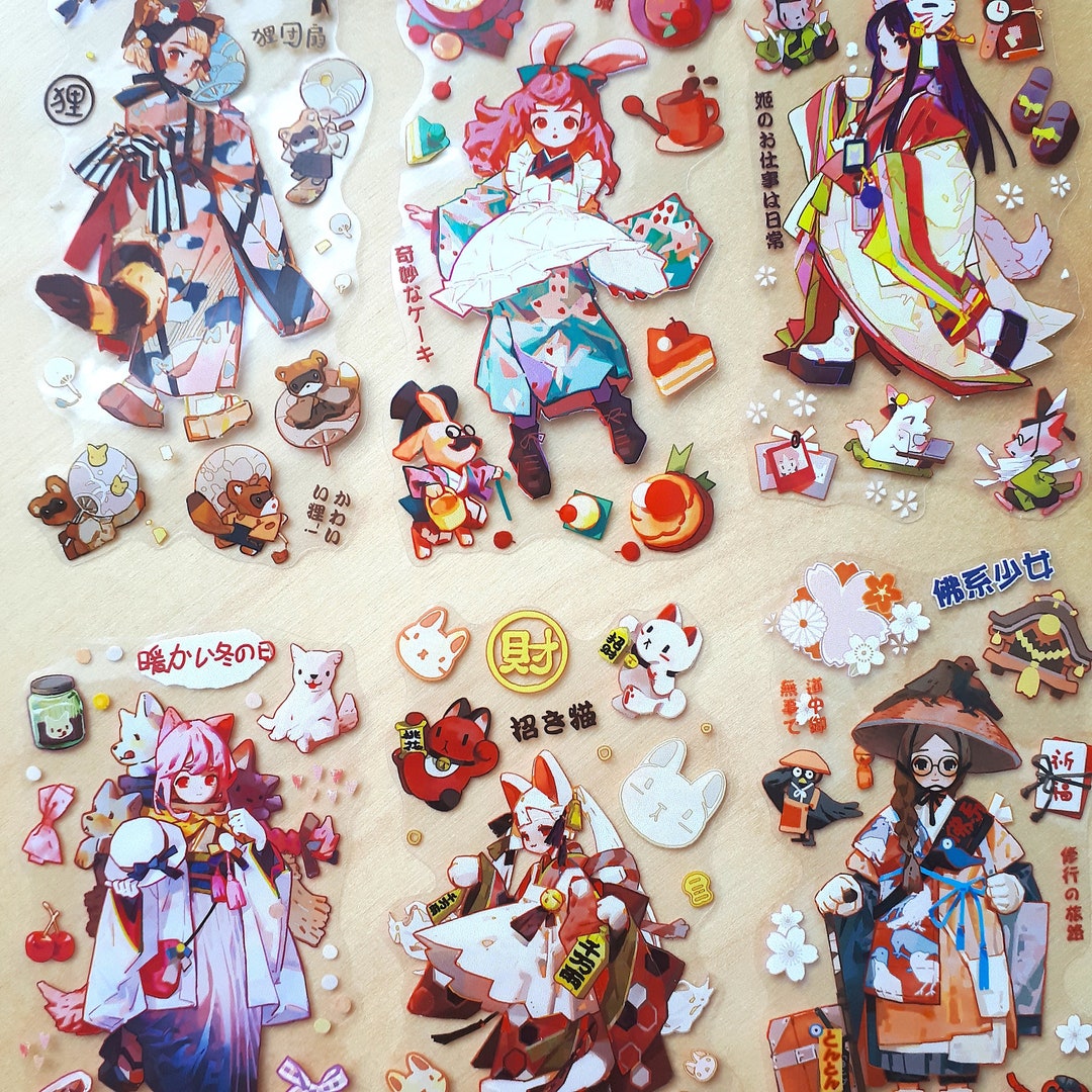 Yokai Monster Girls Die-cut Clear Stickers Weirdcore Kidcore Halloween ...