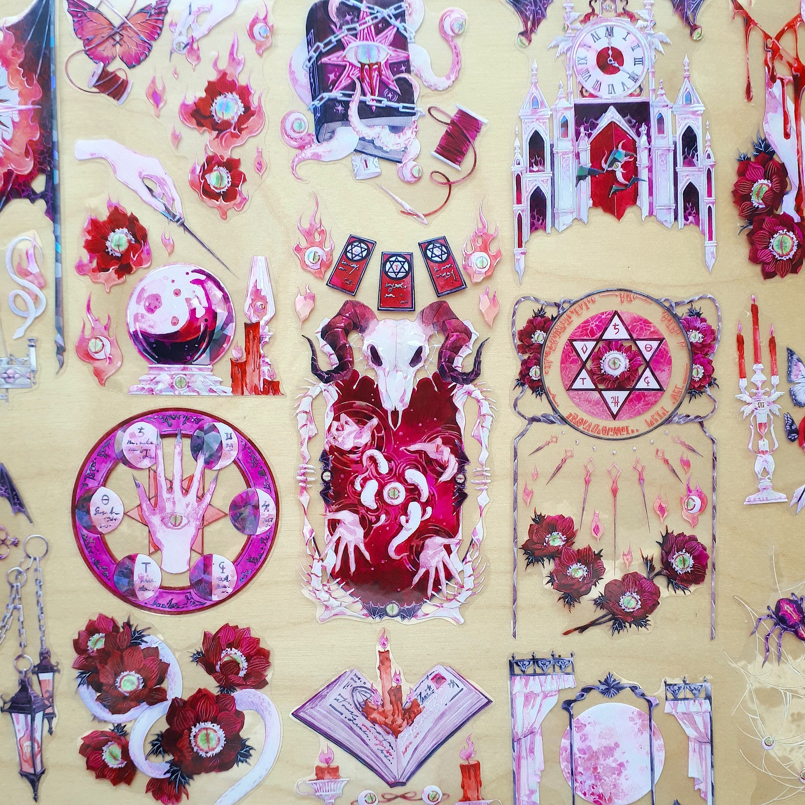 Witch of Glamour Crystal Diecut Stickers - Flowers Bones Butterflies ...