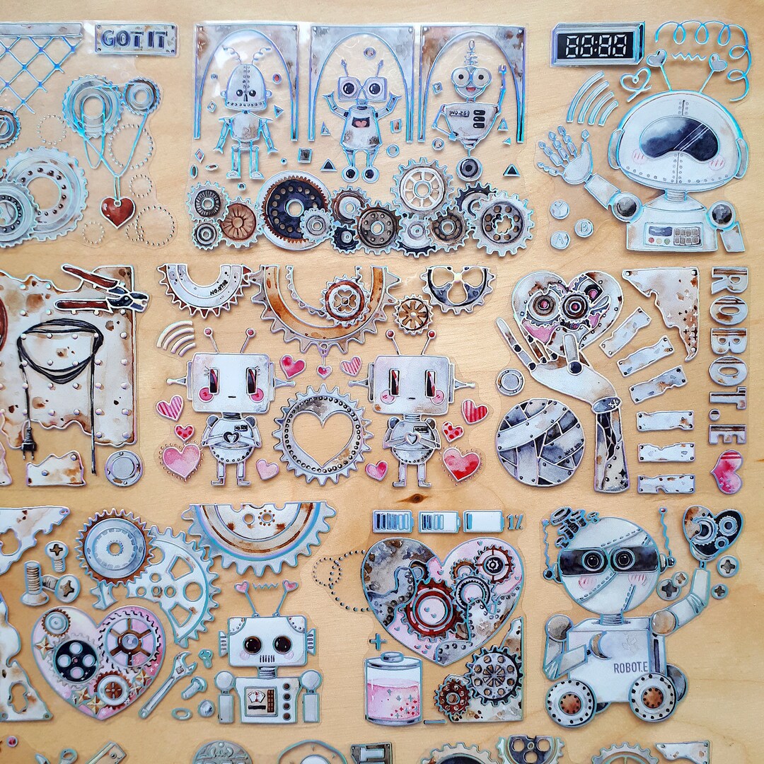 I Heart Robot Crystal Diecut Stickers Journal Scrapbook Futuristic ...