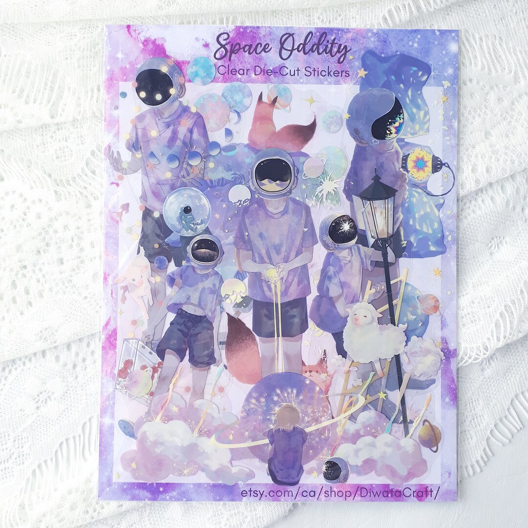 Space Oddity Die-cut Clear Stickers Weirdcore Astronaut Space Planets ...