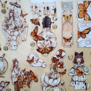 Madam Butterfly Die-cut Stickers Decal DIY Scrapbook Bullet Journal ...