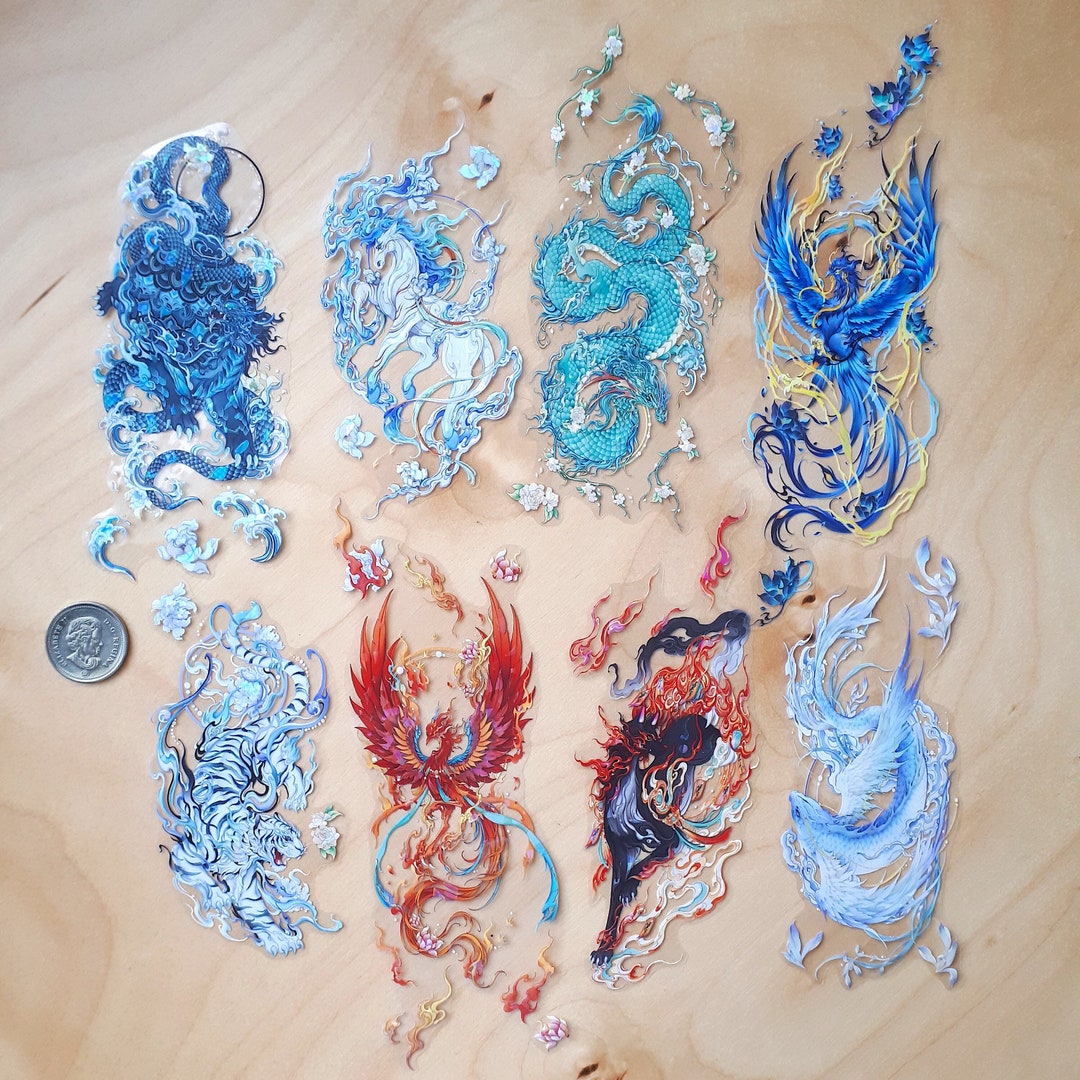 Descent of the Divine Beast Crystal Die Cut Stickers- Mythical Beasts ...