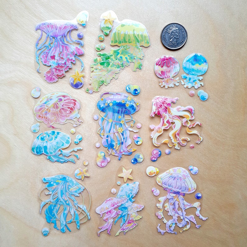 Jolly Jellyfish Crystal Die-cut Stickers sea Creatures Ocean - Etsy