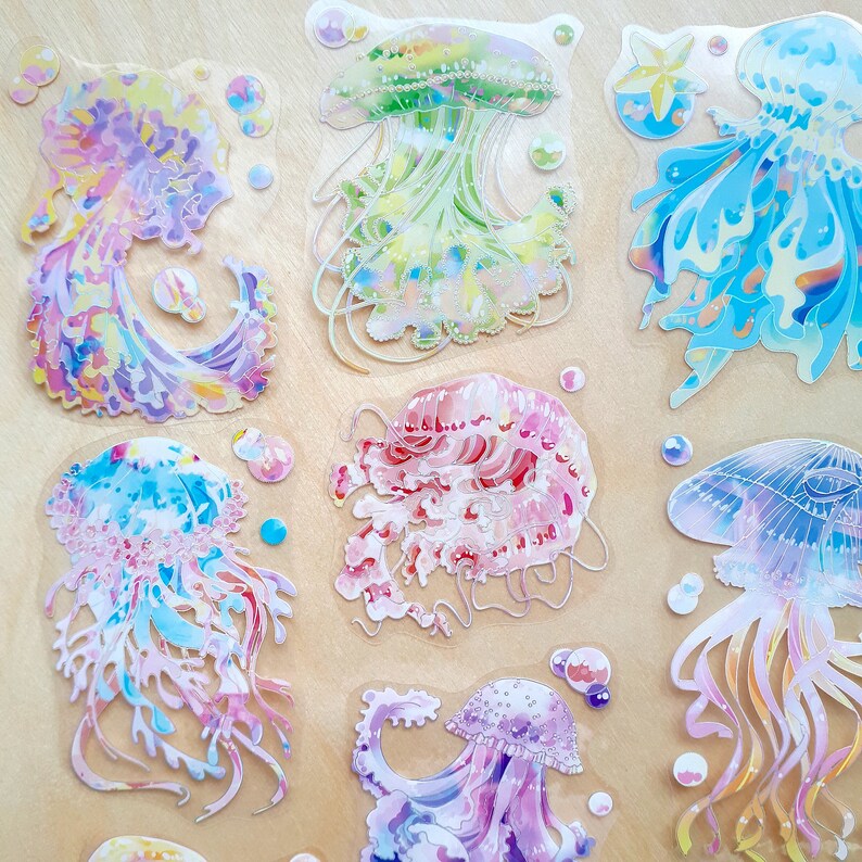 Jolly Jellyfish Crystal Die-cut Stickers sea Creatures Ocean - Etsy