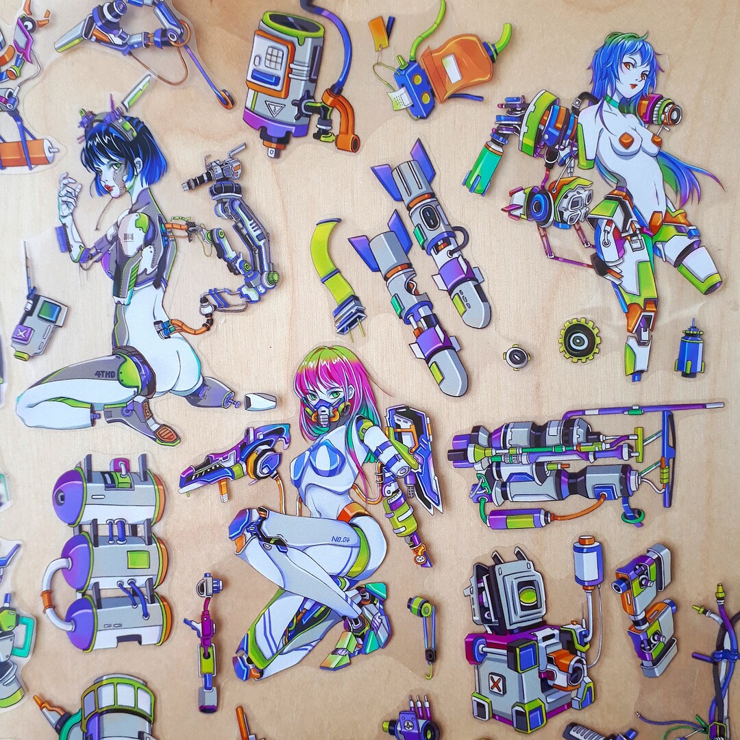 Cybernetic Muse Diecut Stickers - Journal Scrapbook - Futuristic ...
