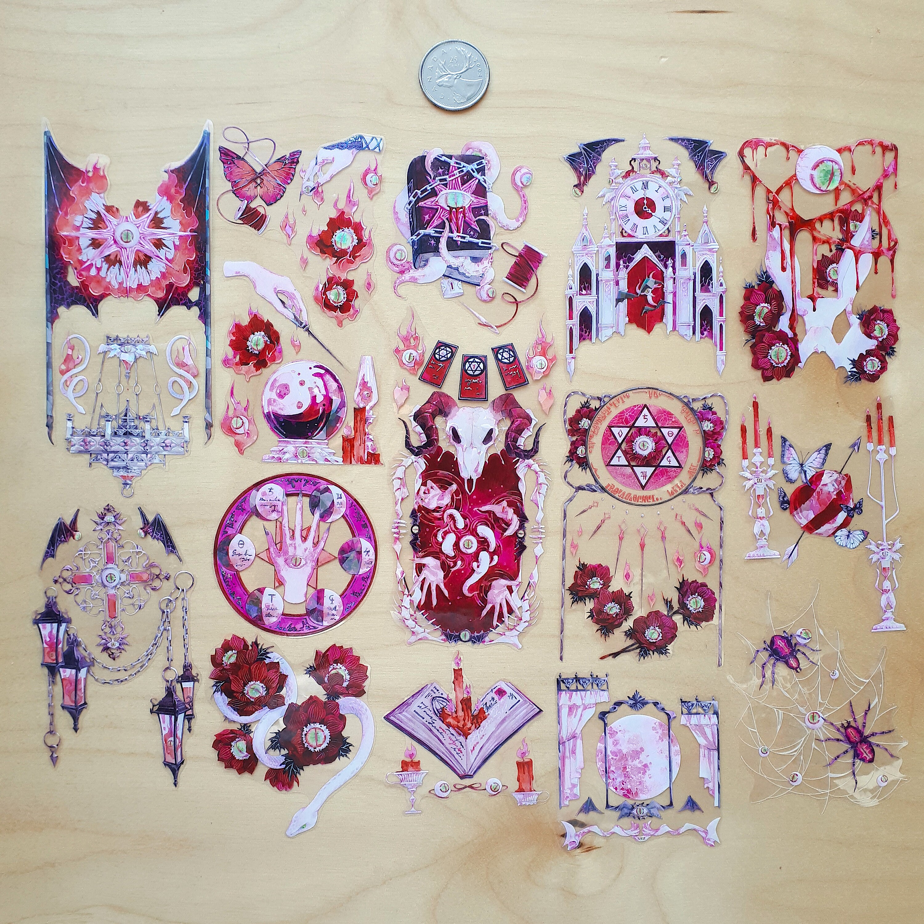 Witch of Glamour Crystal Diecut Stickers - Flowers Bones Butterflies ...