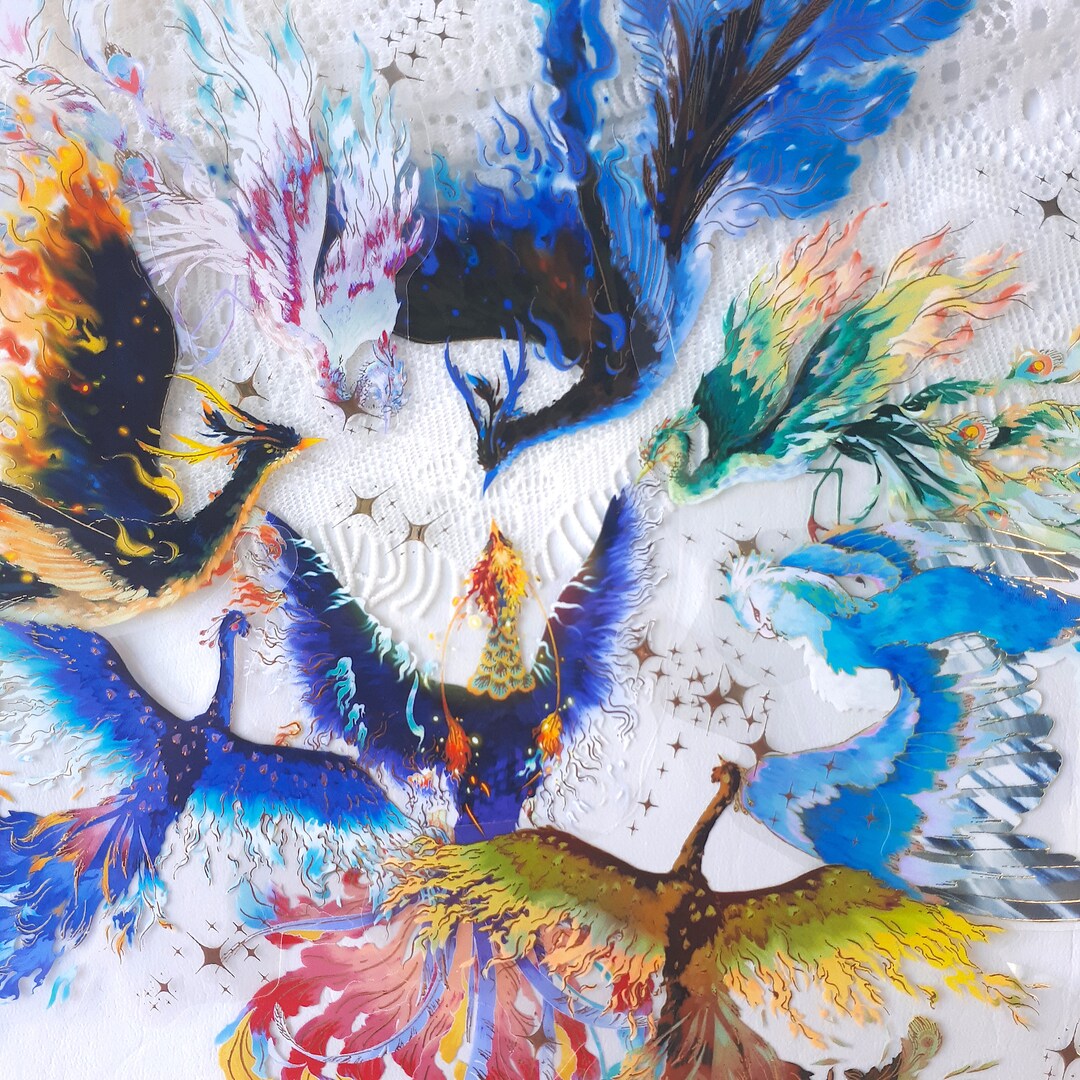 Flight of the Phoenix Crystal Die Cut Stickers Metallic Gold Foil ...