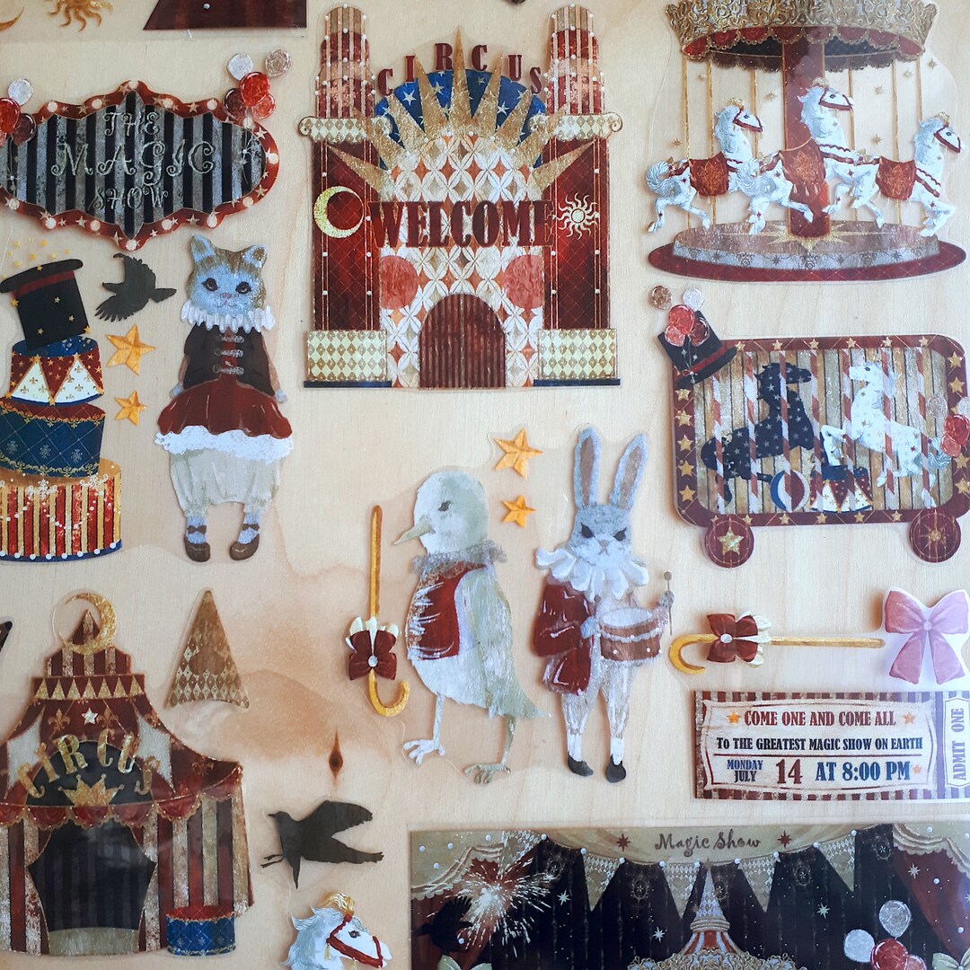Midnight Circus Diecut Stickers - Carnival Bigtop Festival Carousel ...