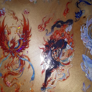 Descent of the Divine Beast Crystal Die Cut Stickers- Mythical Beasts ...