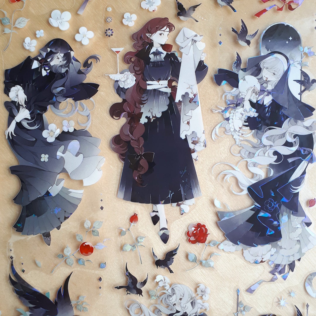 Lady in Black Crystal Die-cut Stickers - Scrapbook Journal Decal ...