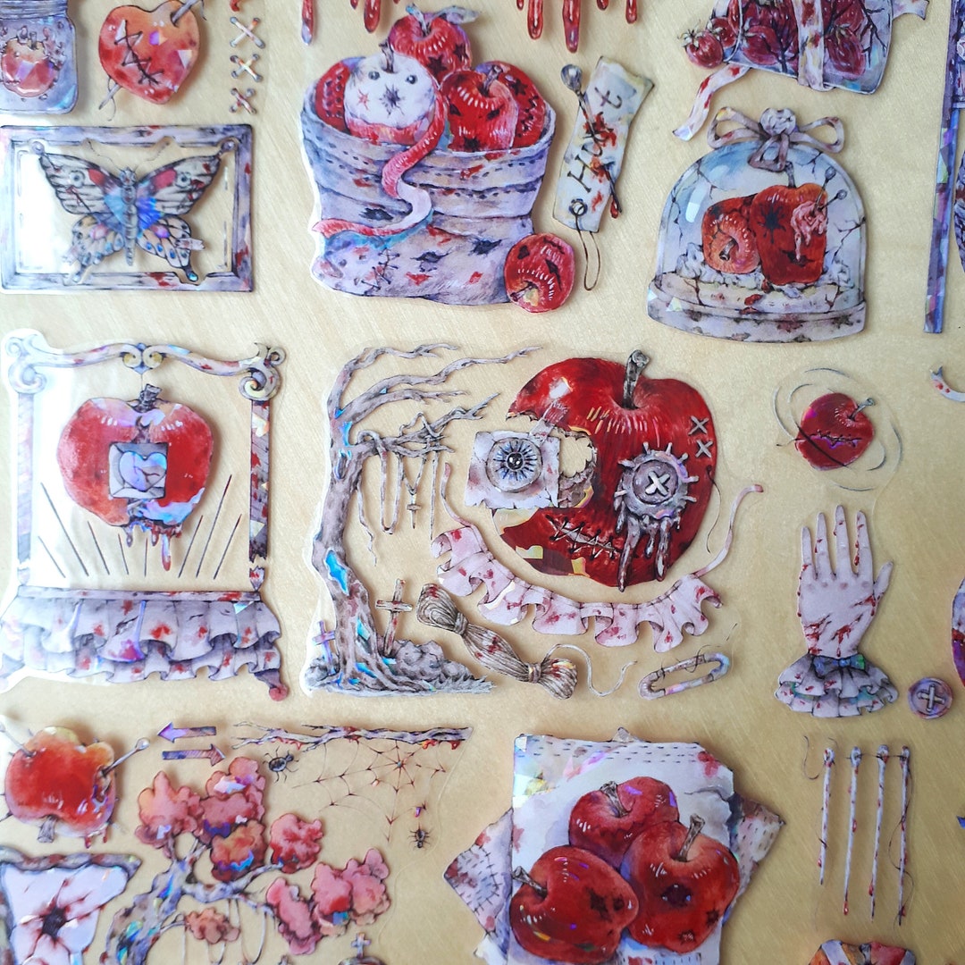Bad Apple Crystal Die-cut Stickers - Occult Weirdcore Unusual Halloween ...