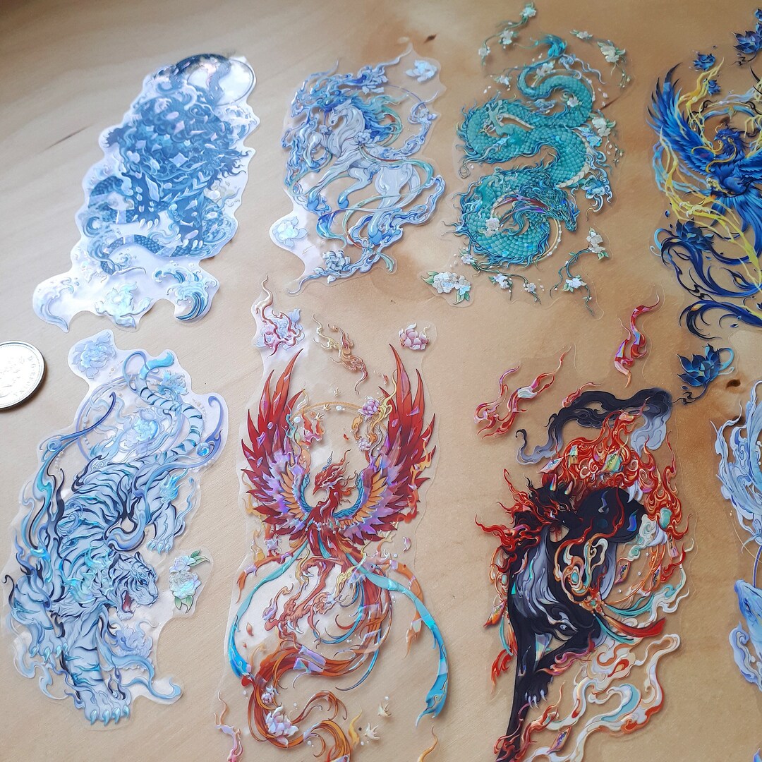Descent of the Divine Beast Crystal Die Cut Stickers Mythical Beasts ...