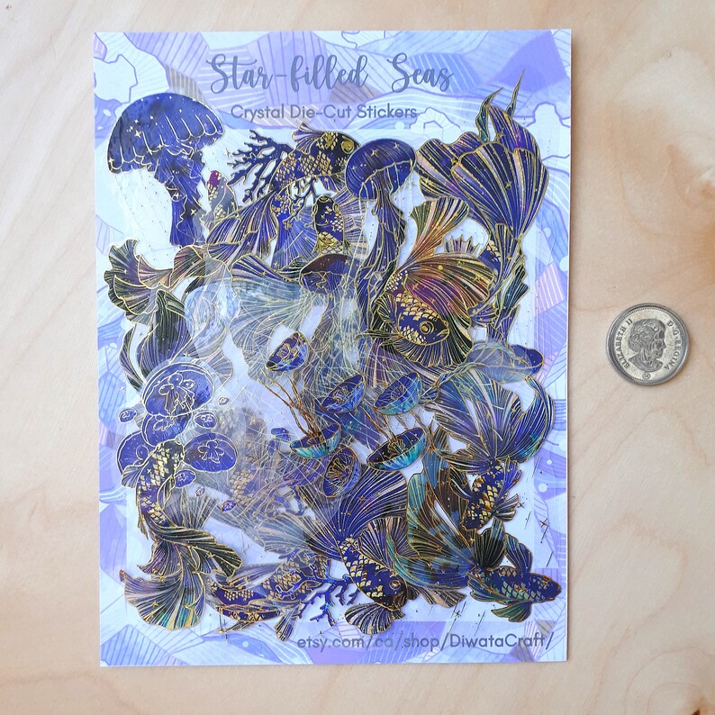 Star-filled Seas Crystal Die Cut Stickers - Transparent Metallic ...