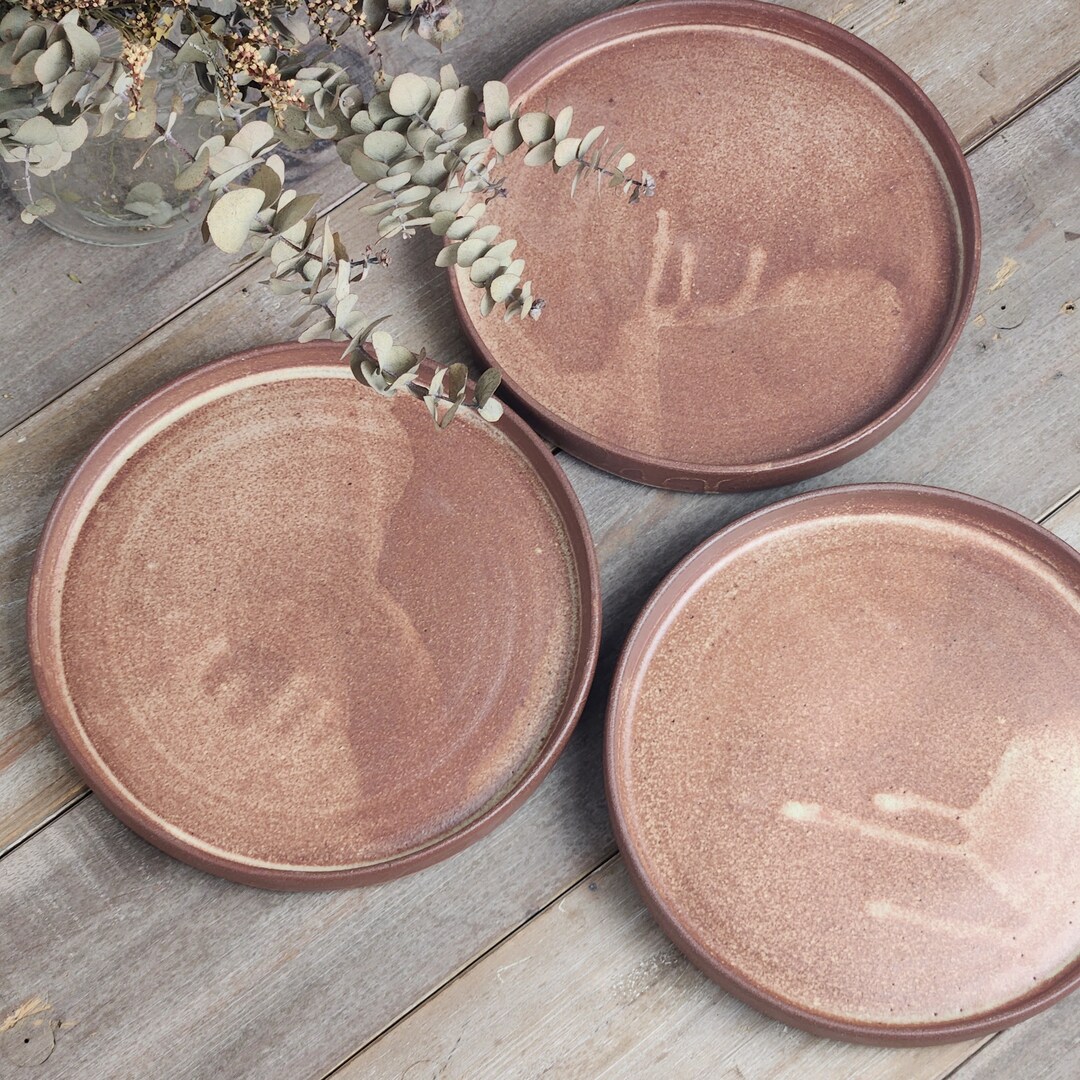 Medium Matte Shino Brown Drippy Look Handmade Stoneware Ceramic Dinner ...