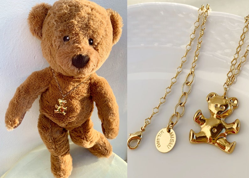 Teddy Bear Pendant Necklace, Made in Italy - Etsy