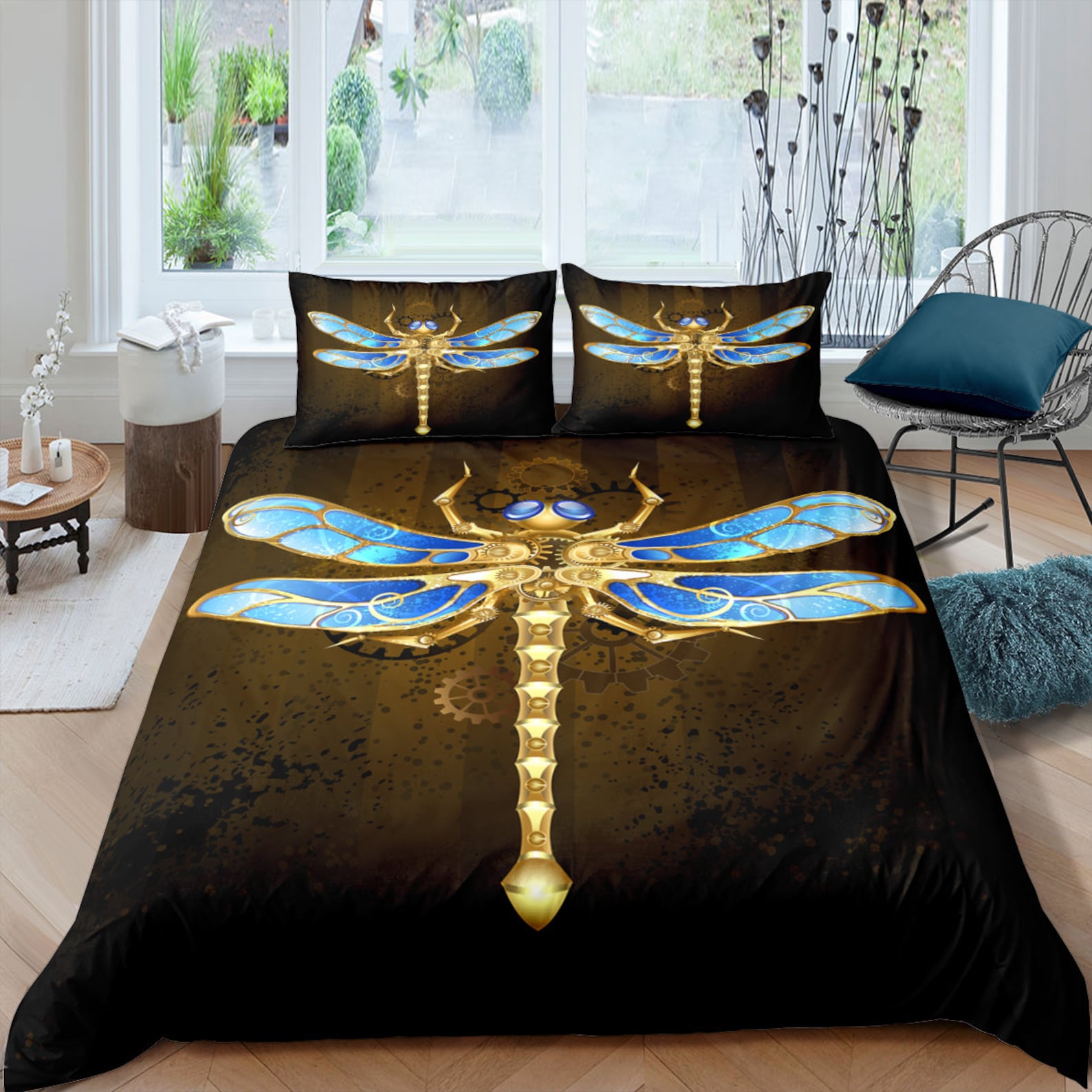 Dragonfly Duvet Cover Set Ornamental Dragonfly With Lace and - Etsy