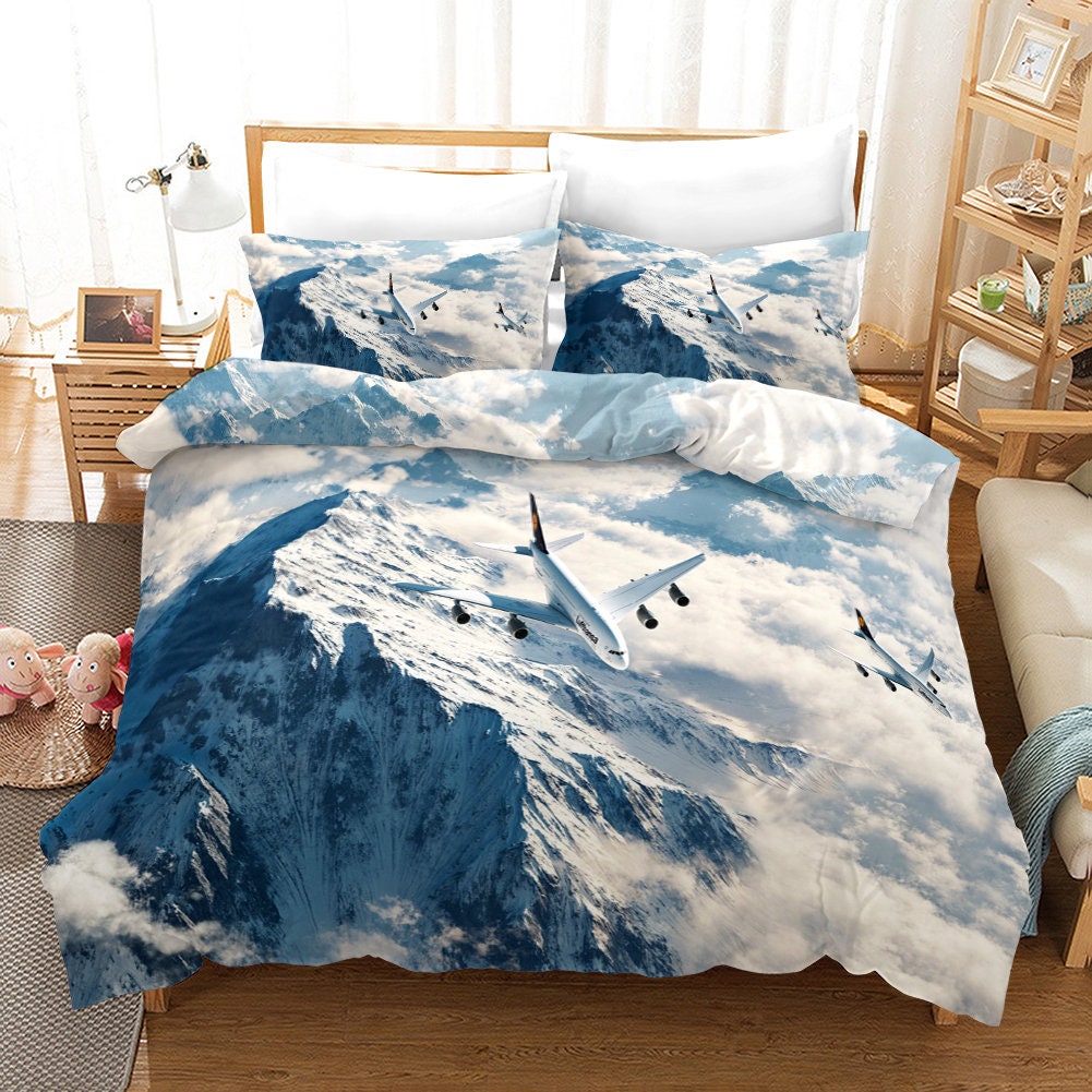 Home & Living Aircraft Bedding Duvet Cover Queen Plane Ready to Land ...