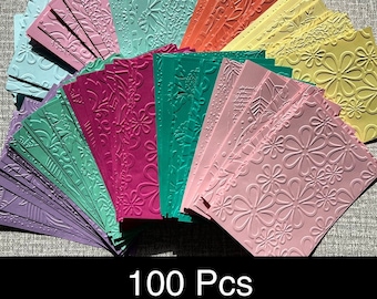 100 Pcs, Embossed Decorative Cardstock, Blue Green Shades, Card Toppers ...