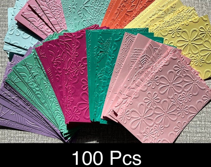 100 Pcs, Decorative Floral Botanical Embossed Cardstock, Multi-colored ...