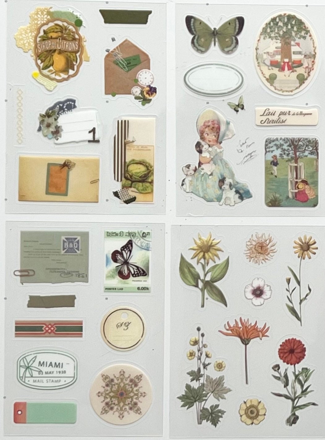 Clear Retro Sticker Sheets Floral Stickers Flower Stickers - Etsy