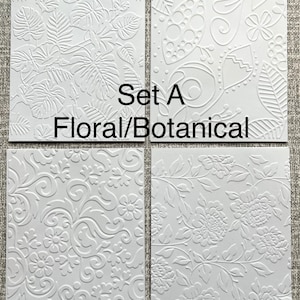 50 White Embossed Cardstock, Card Fronts, Floral, Botanical, Card ...