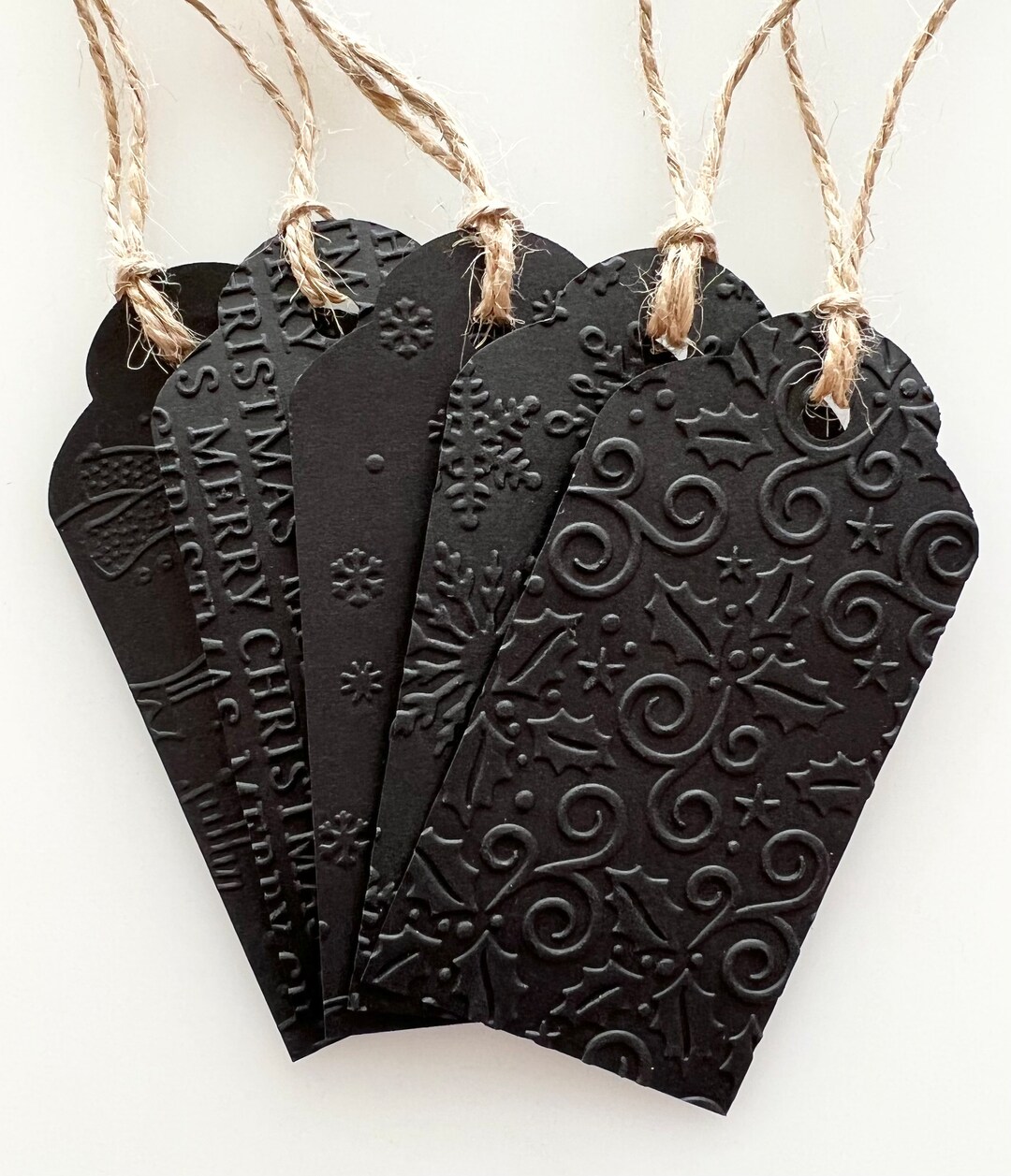 Embossed Gothic Christmas Gift Tags, Black Gift Tags, Alternative ...