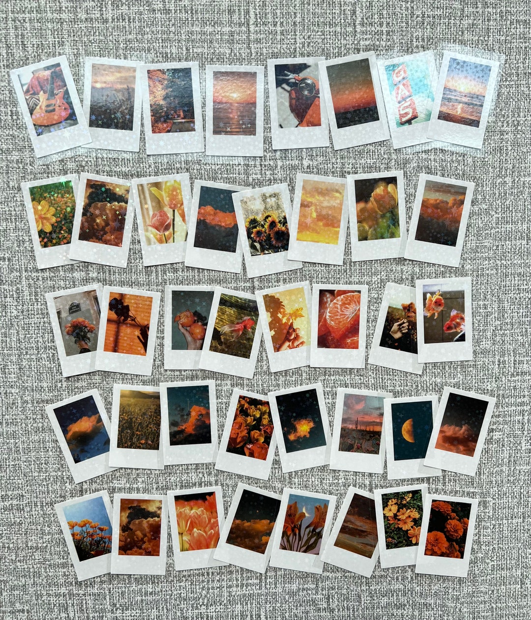 Orange Themed Mini Photograph Stickers, Floral, Sky Junk Journal ...