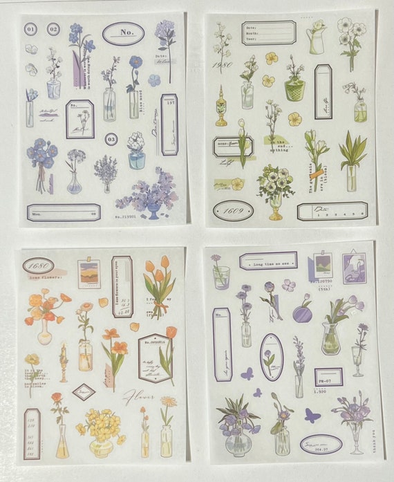 Floral Washi Sticker Sheets Journal Stickers Planner | Etsy