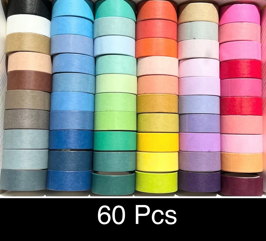 60 Pc Washi Tape Set, Solid Color Washi, Decorative Tape, Scrapbooks ...