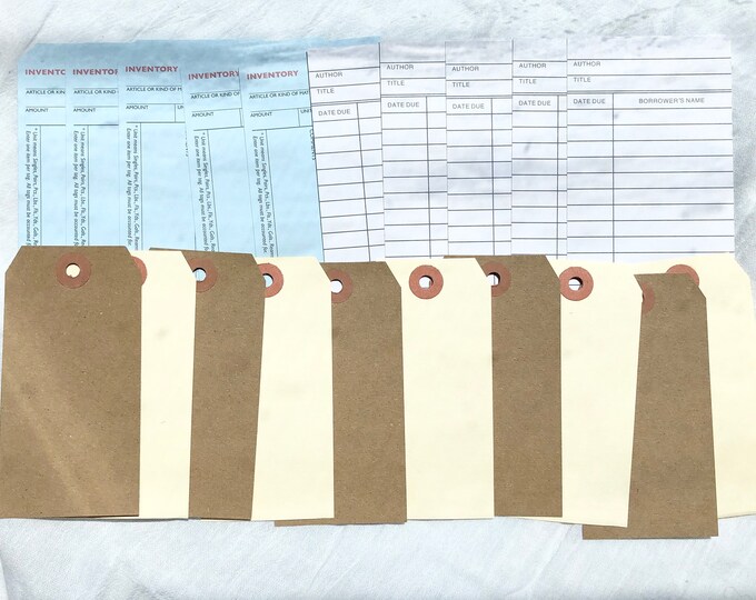 Library Card, Kraft Tags, Manila Tags, Inventory Tags, 20 Pc Set, Junk ...