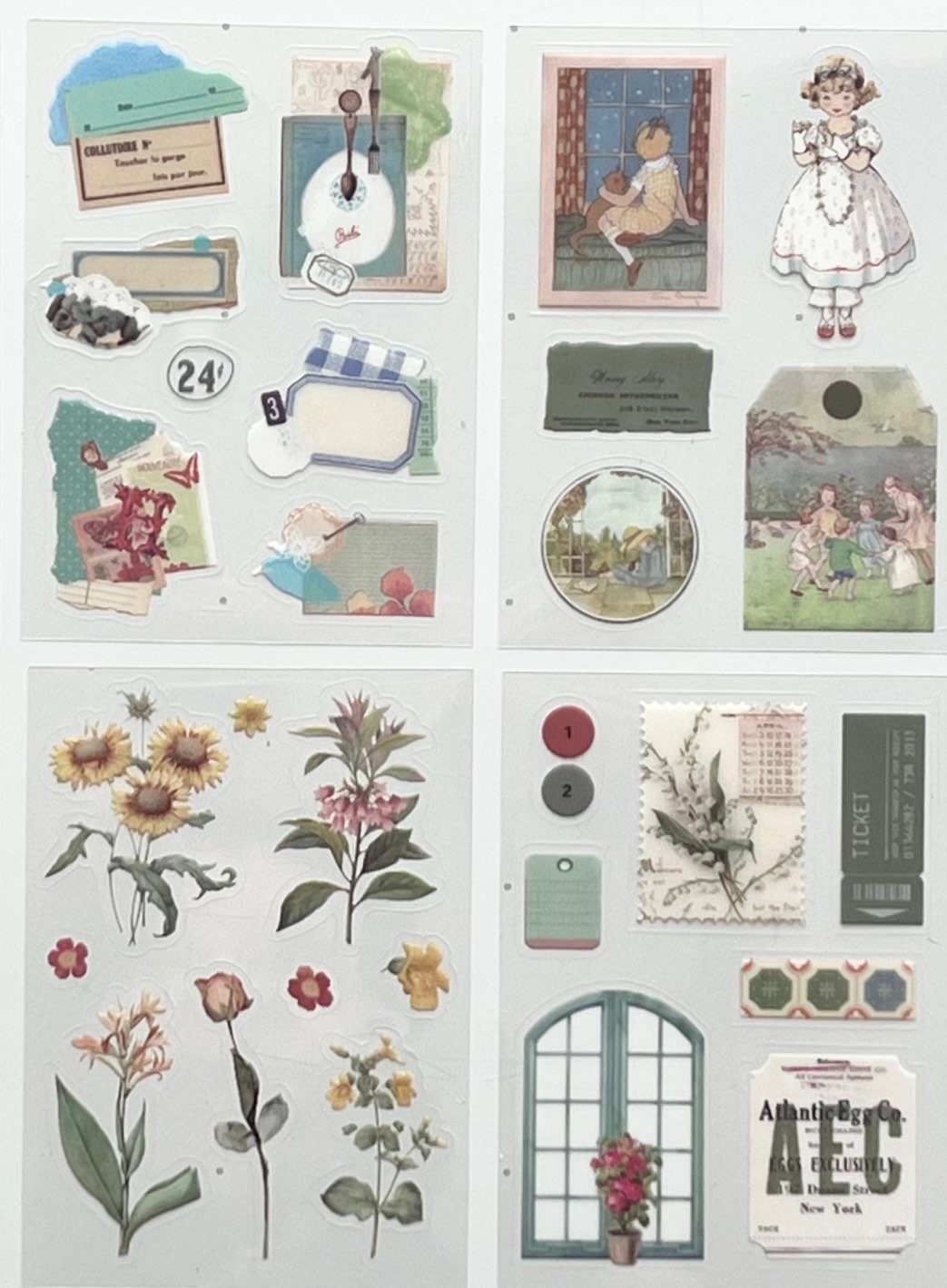 Clear Retro Sticker Sheets Floral Stickers Flower Stickers - Etsy