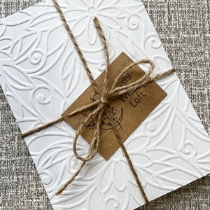50 White Embossed Cardstock, Card Fronts, Floral, Botanical, Card ...