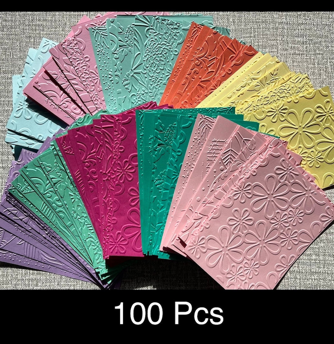100 Pcs, Decorative Floral Botanical Embossed Cardstock, Multi-colored ...