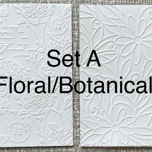 50 White Embossed Cardstock, Card Fronts, Floral, Botanical, Card ...