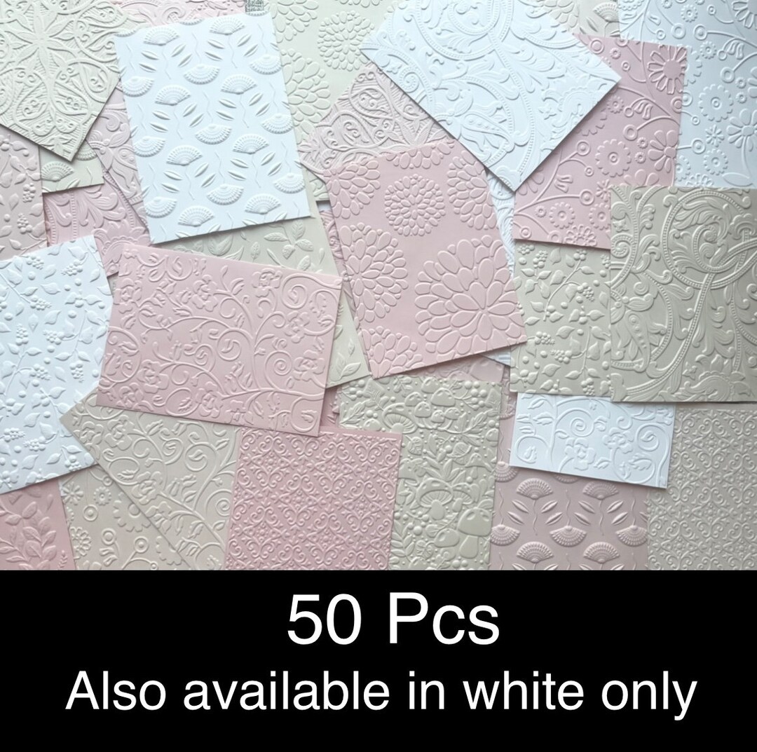 50 Pcs Pink or White Decorative Embossed Cardstock, Card Toppers ...