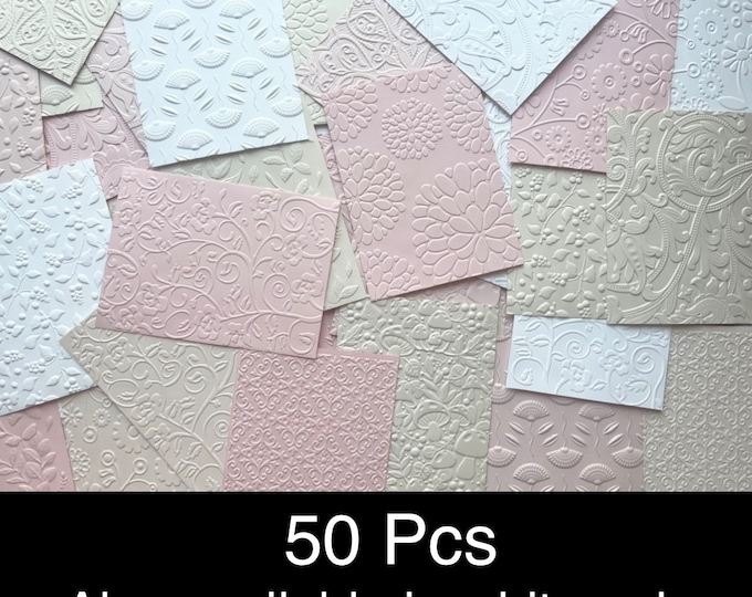 50 Pcs Pink or White Decorative Embossed Cardstock, Card Toppers ...