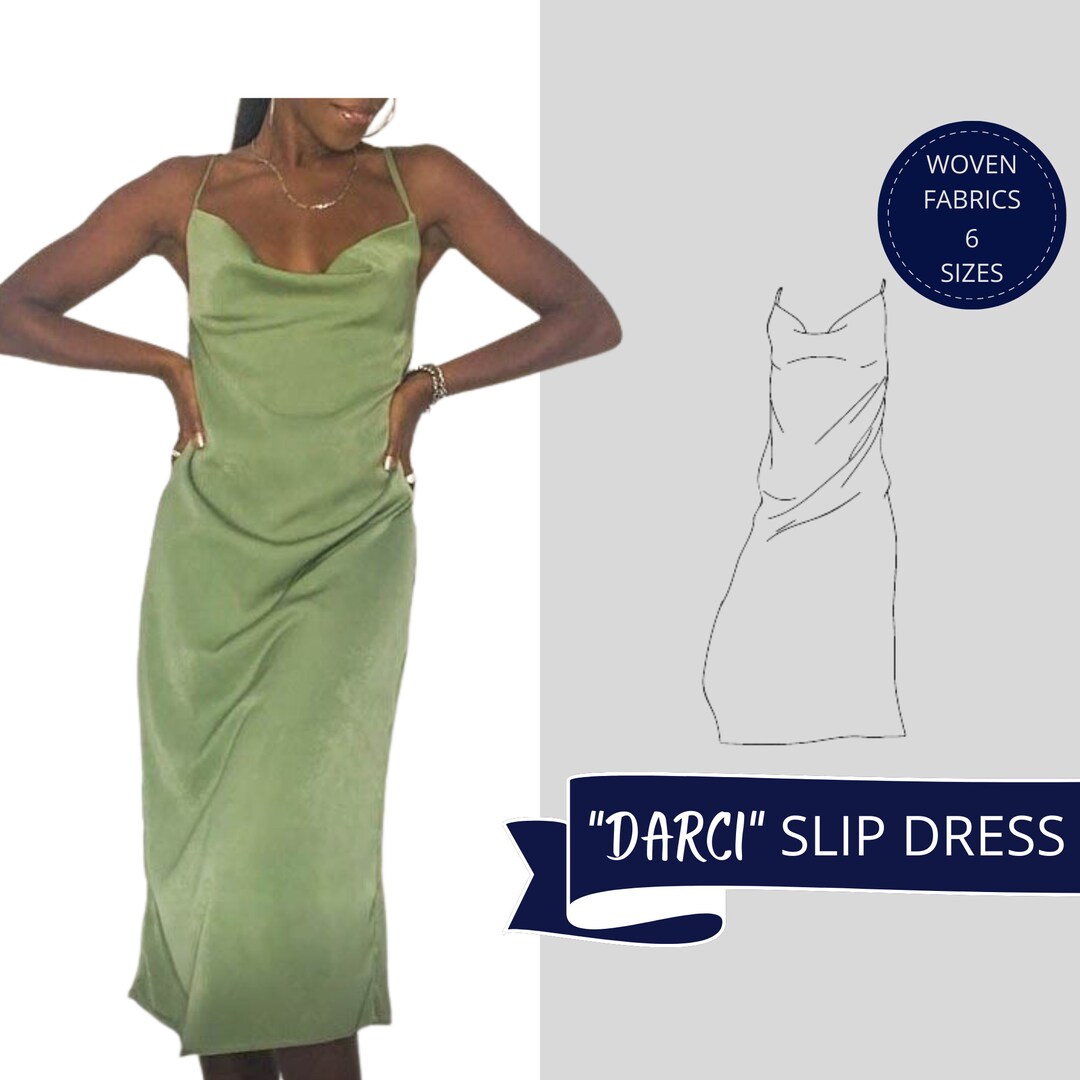 Slip Dress Sewing Pattern, Cowl Neck Dress, Open Back Dress, Digital ...