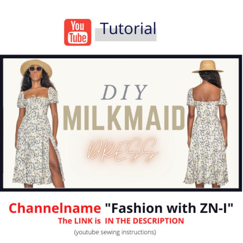 Milkmaid Dress, Digital Sewing Pattern, Downloadable Pattern, Midi ...