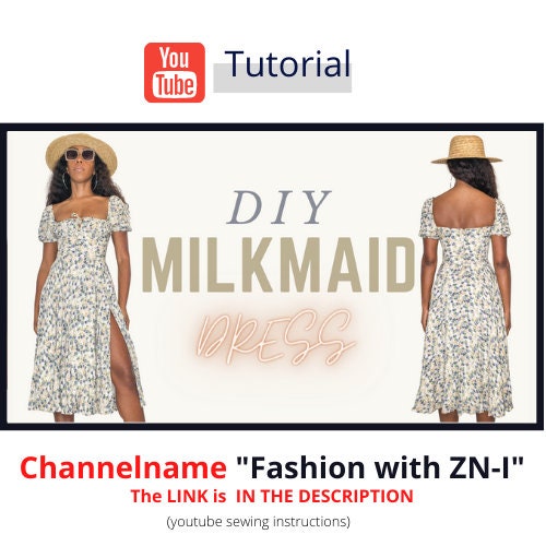 Milkmaid Dress, Digital Sewing Pattern, Downloadable Pattern, Midi ...