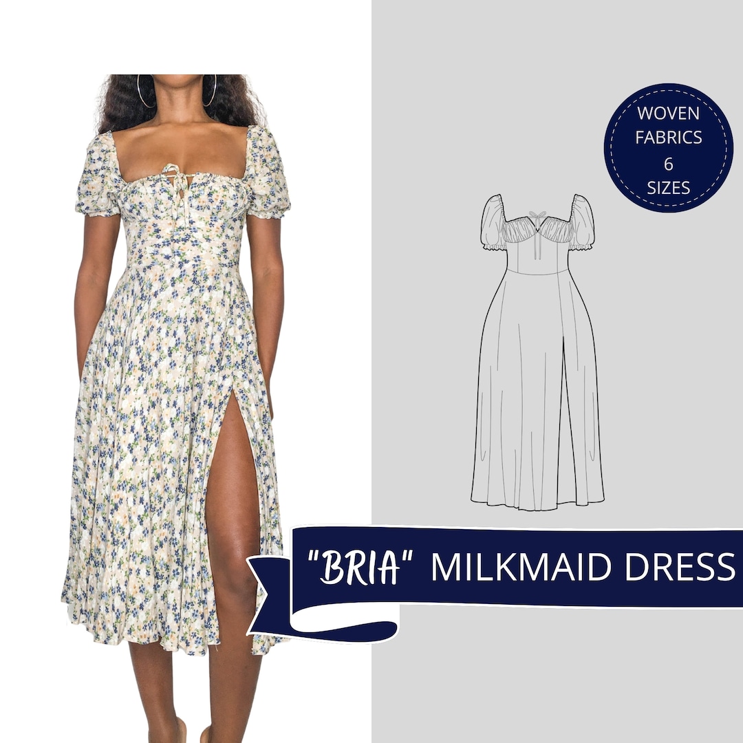 Milkmaid Dress, Digital Sewing Pattern, Downloadable Pattern, Midi ...